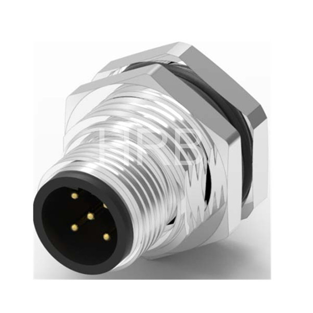 M12 B-coding Panel Front Mounting Male Circular Connector 3-5 Poles ...